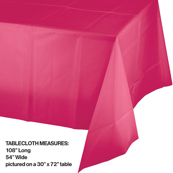 Hot Magenta Plastic Table Covers (12/Case) - Price: $25.20