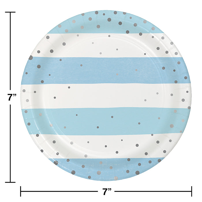 Bulk Blue and Silver Celebration Paper Dessert Plates (96 per Case ...